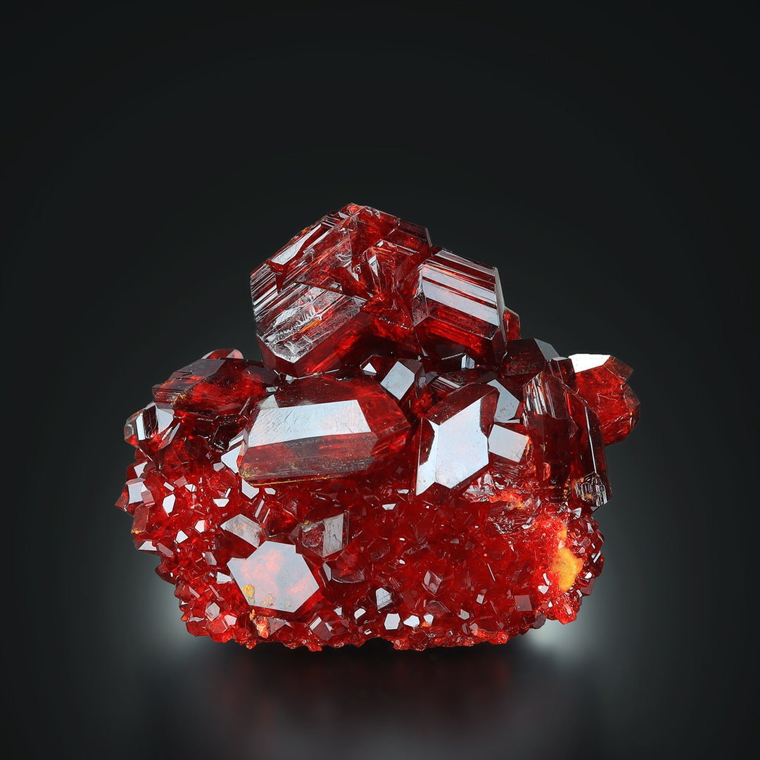 XXL Unique PRUSKITE Deep Red Crystal on Matrix Rare Mineral Chakra ...