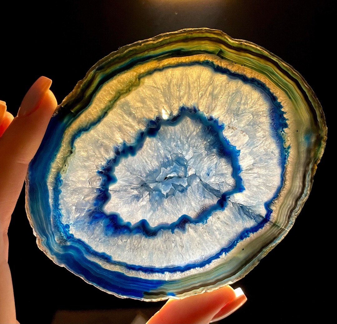 Blue AGATE Polished Quartz Inclusion Phantoms Brazil Mineral Specimen ...