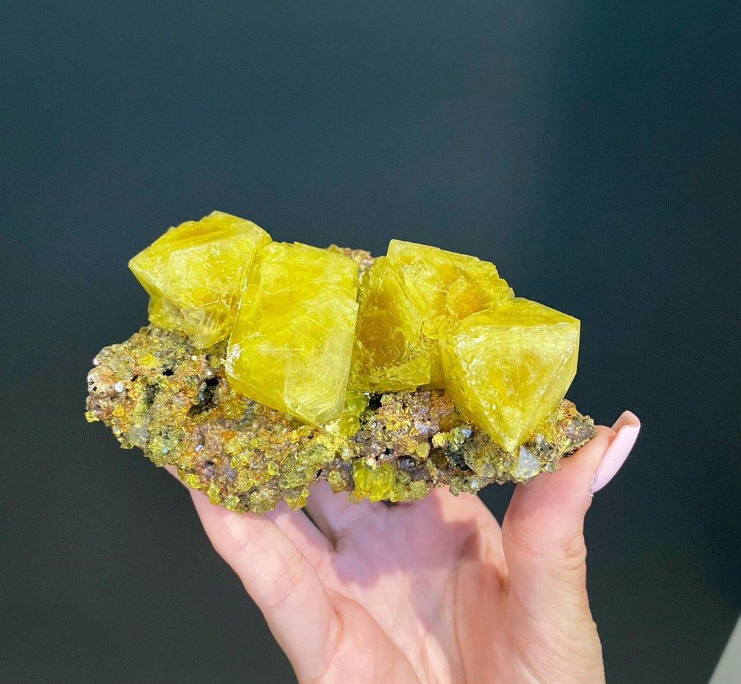 RARE Canary Yellow ALUNITE on MATRIX Fantastic Specimen - Etsy