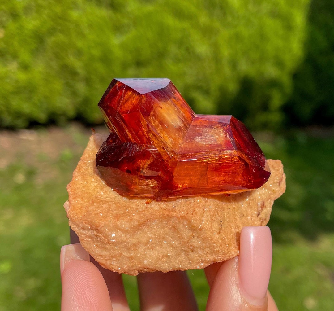 116g UNIQUE Amazing SPESSARTINE ARCANITE Crystal on Matrix Mineral ...