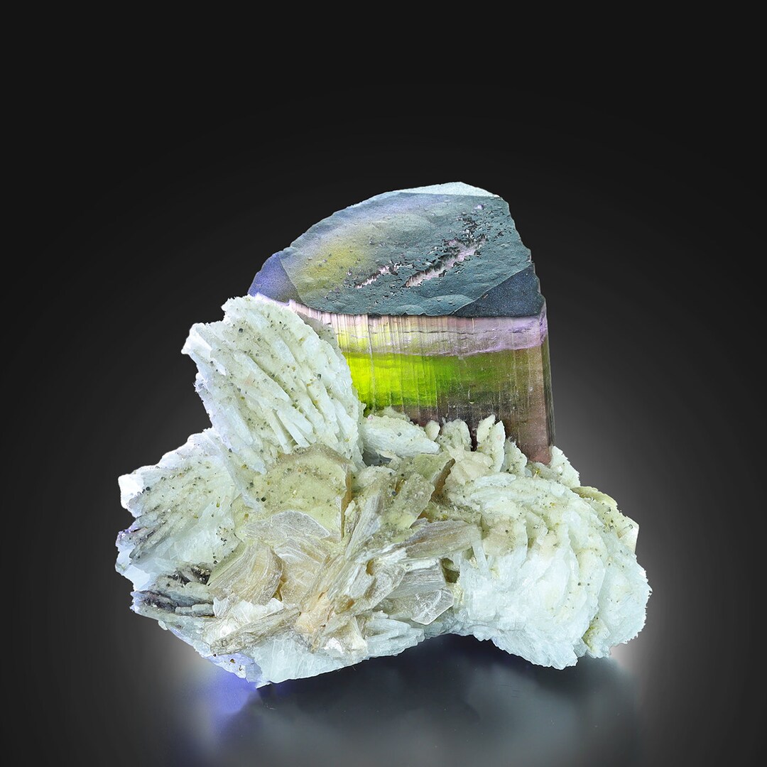 Top Quality TOURMALINE Var. ELBAITE on LEPIDOLITE, Afghanistan Rainbow ...