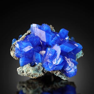 Stunning! Premium Electric Blue CHALCANTHITE on MATRIX Copper Flower ...