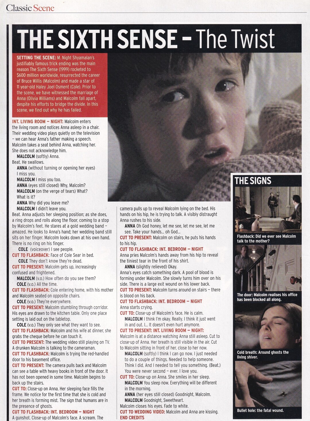 Original Vintage Mini Poster / Magazine Clipping - the Sixth Sense ...