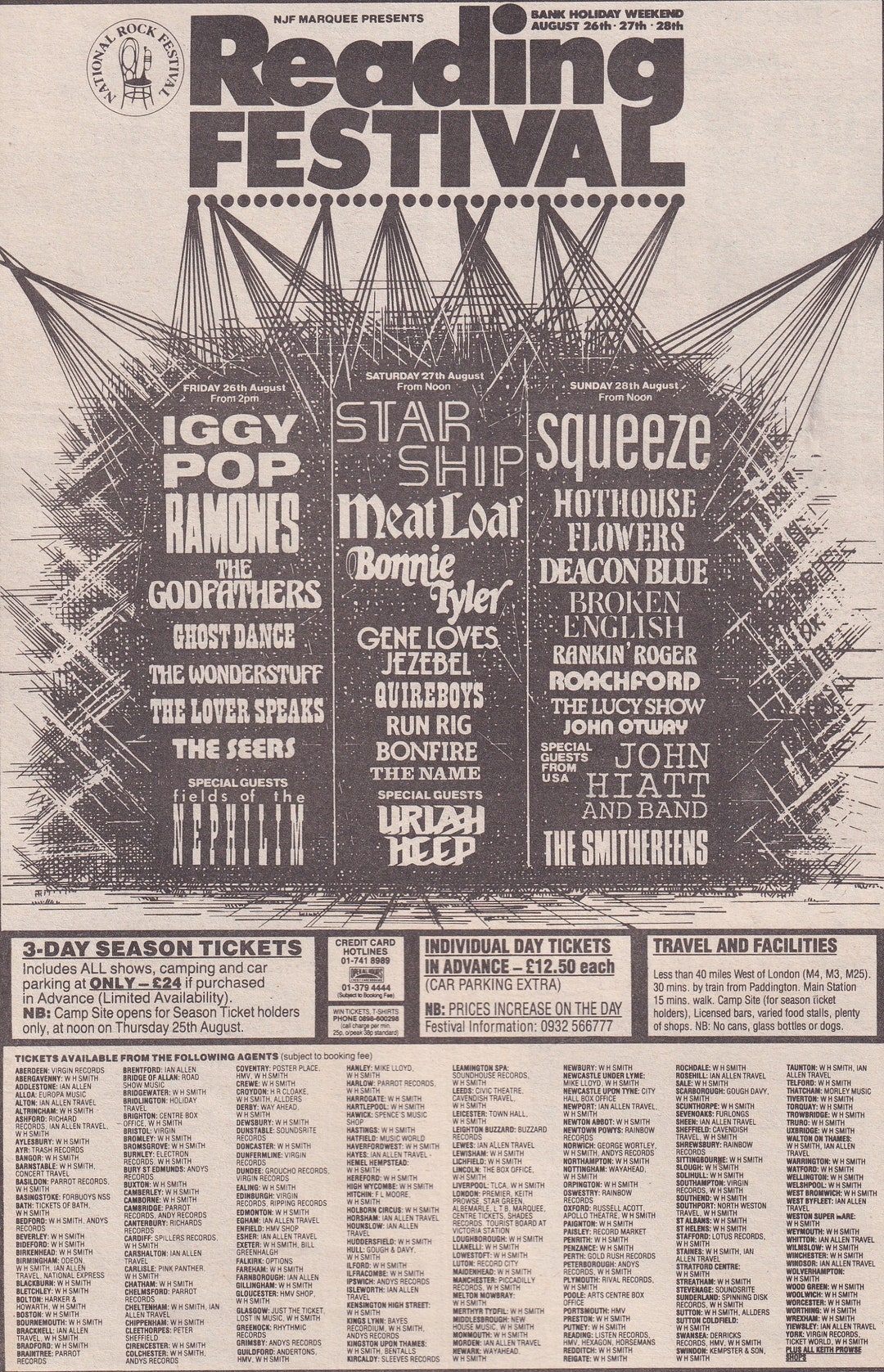 Original Vintage Mini Poster / Newspaper Clipping - Reading Festival ...