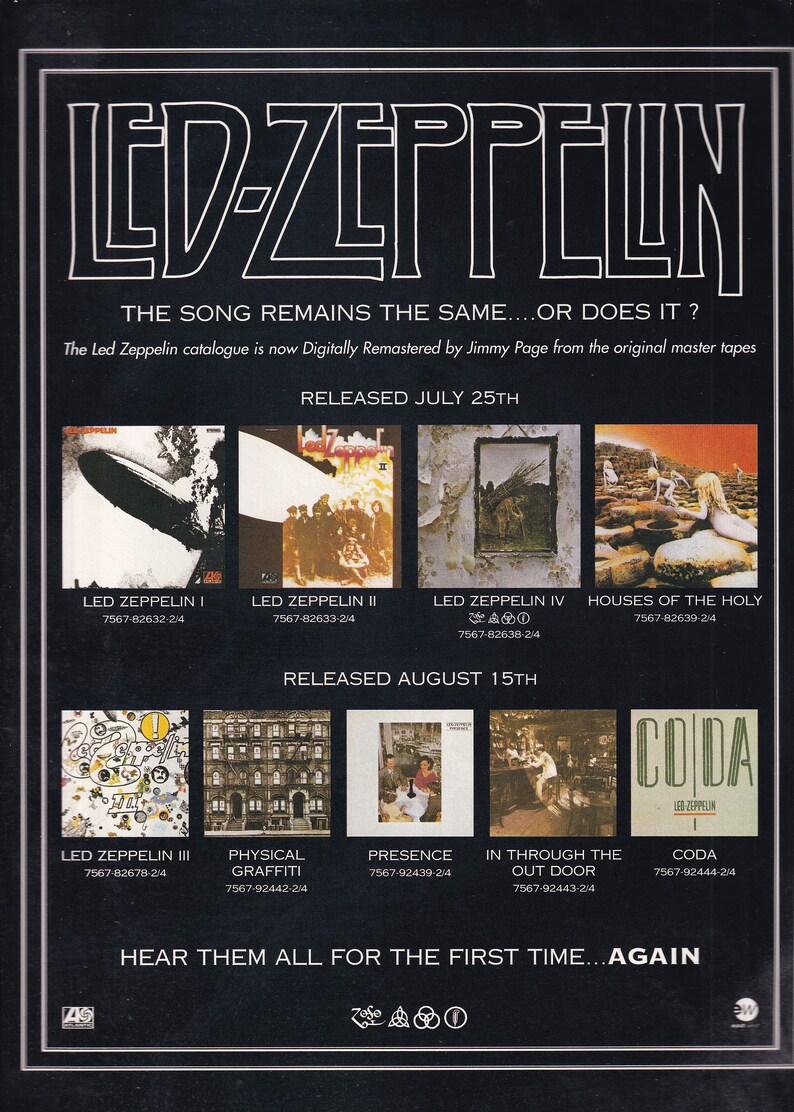 Original Vintage Mini Poster / Magazine Clipping Led Zeppelin albums - Etsy