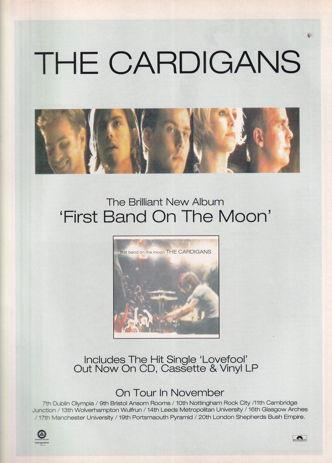 Original Vintage Mini Poster / Magazine Clipping - the Cardigans ...