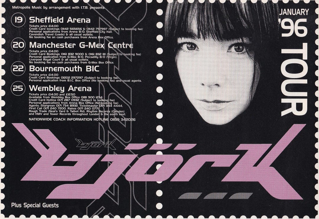 Original Vintage Mini Poster / Magazine Clipping - Bjork 1996 UK Tour ...
