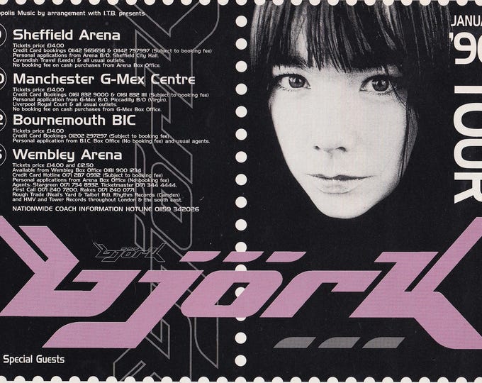 Original Vintage Mini Poster / Magazine Clipping - Bjork 1996 UK Tour ...