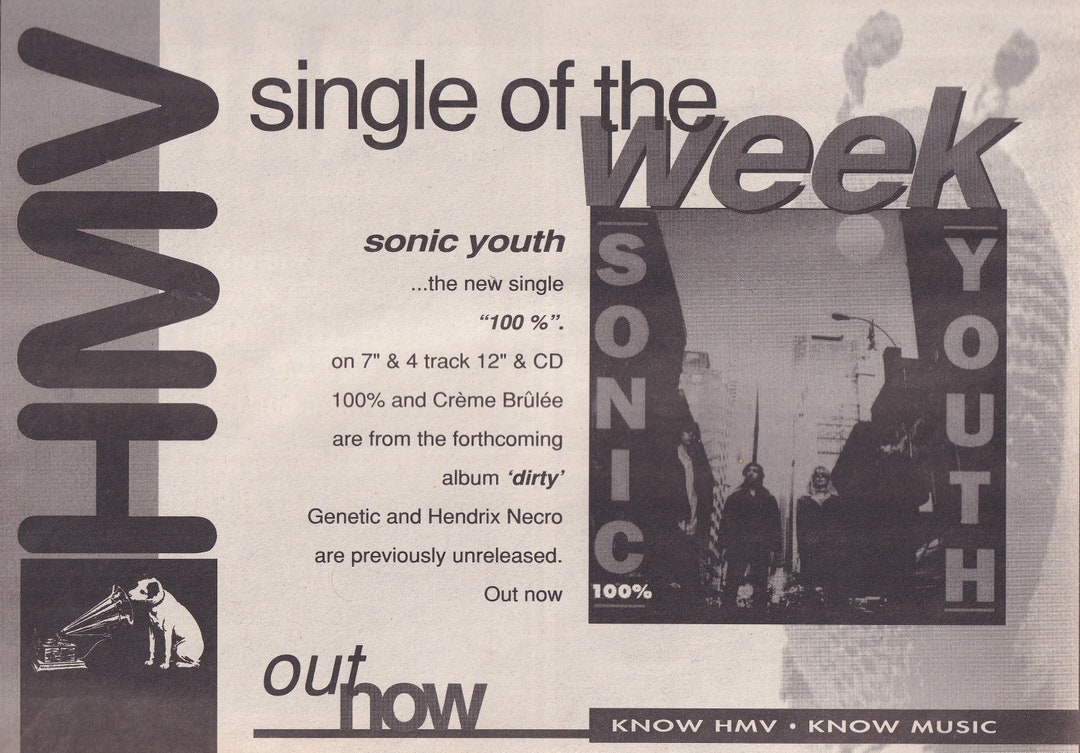 Original Vintage Mini Poster / Newspaper Clipping Sonic Youth 100% - Etsy