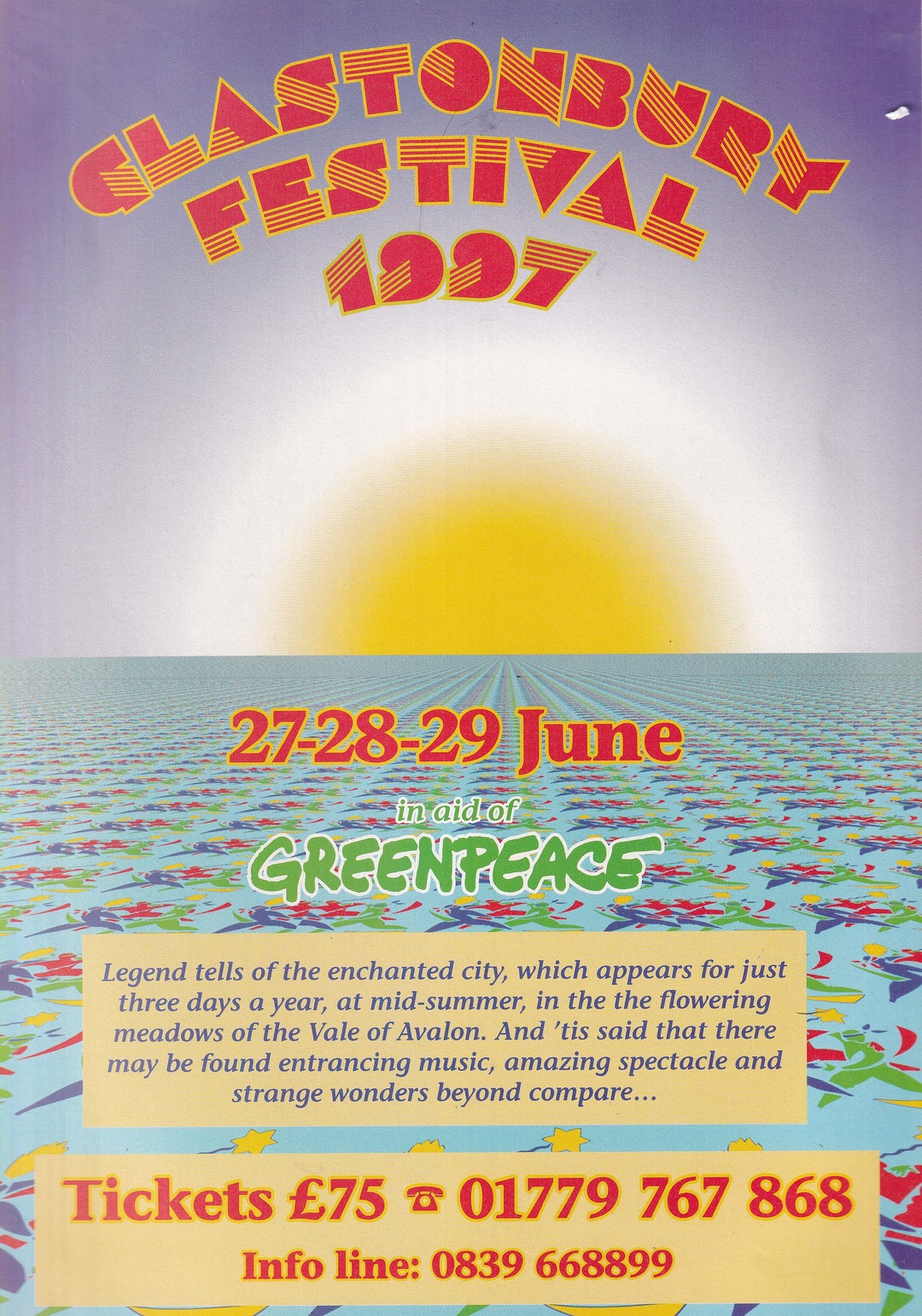 Original Vintage Mini Poster / Magazine Clipping - Glastonbury Festival ...