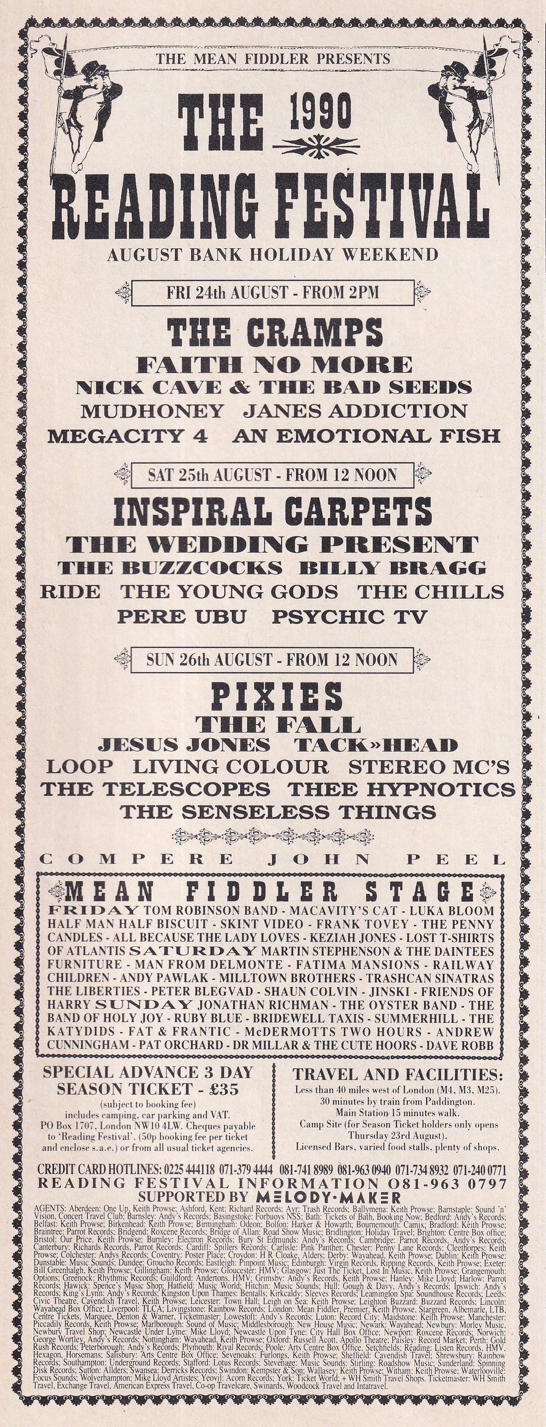 Original Vintage Mini Poster / Magazine Clipping - the 1990 Reading ...