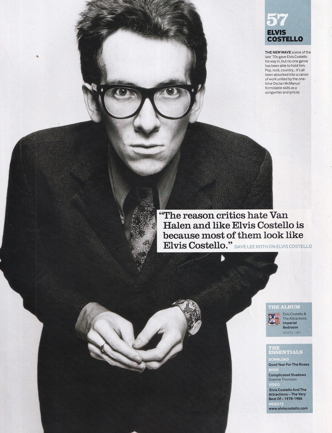 Original Vintage Mini Poster / Magazine Clipping - Elvis Costello ...