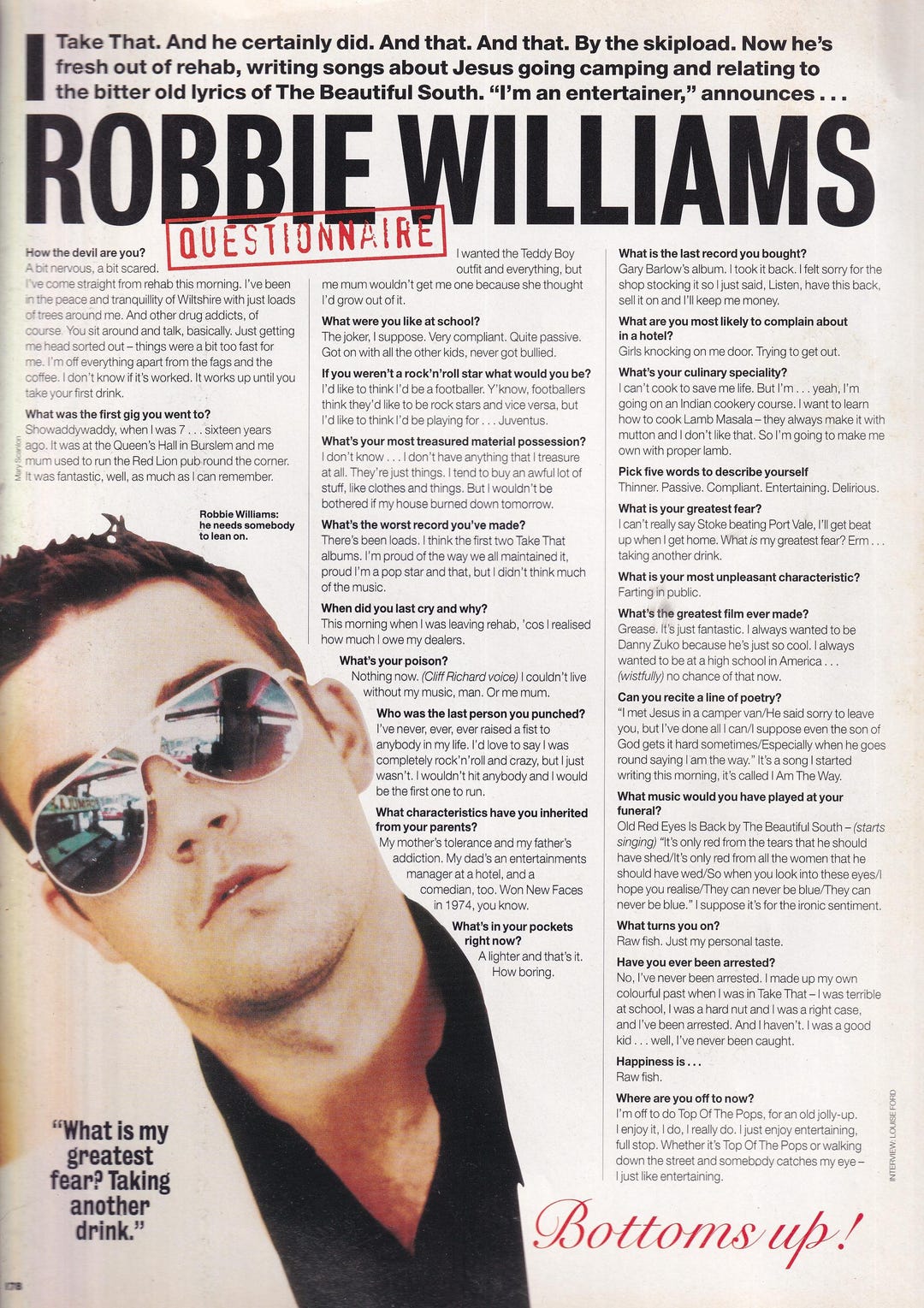 Original Vintage Mini Poster / Magazine Clipping - Robbie Williams ...
