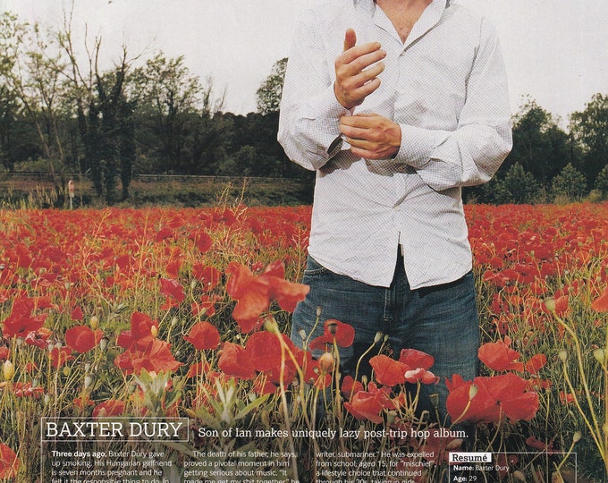 Original Vintage Mini Poster / Magazine Clipping - Baxter Dury (2002 ...