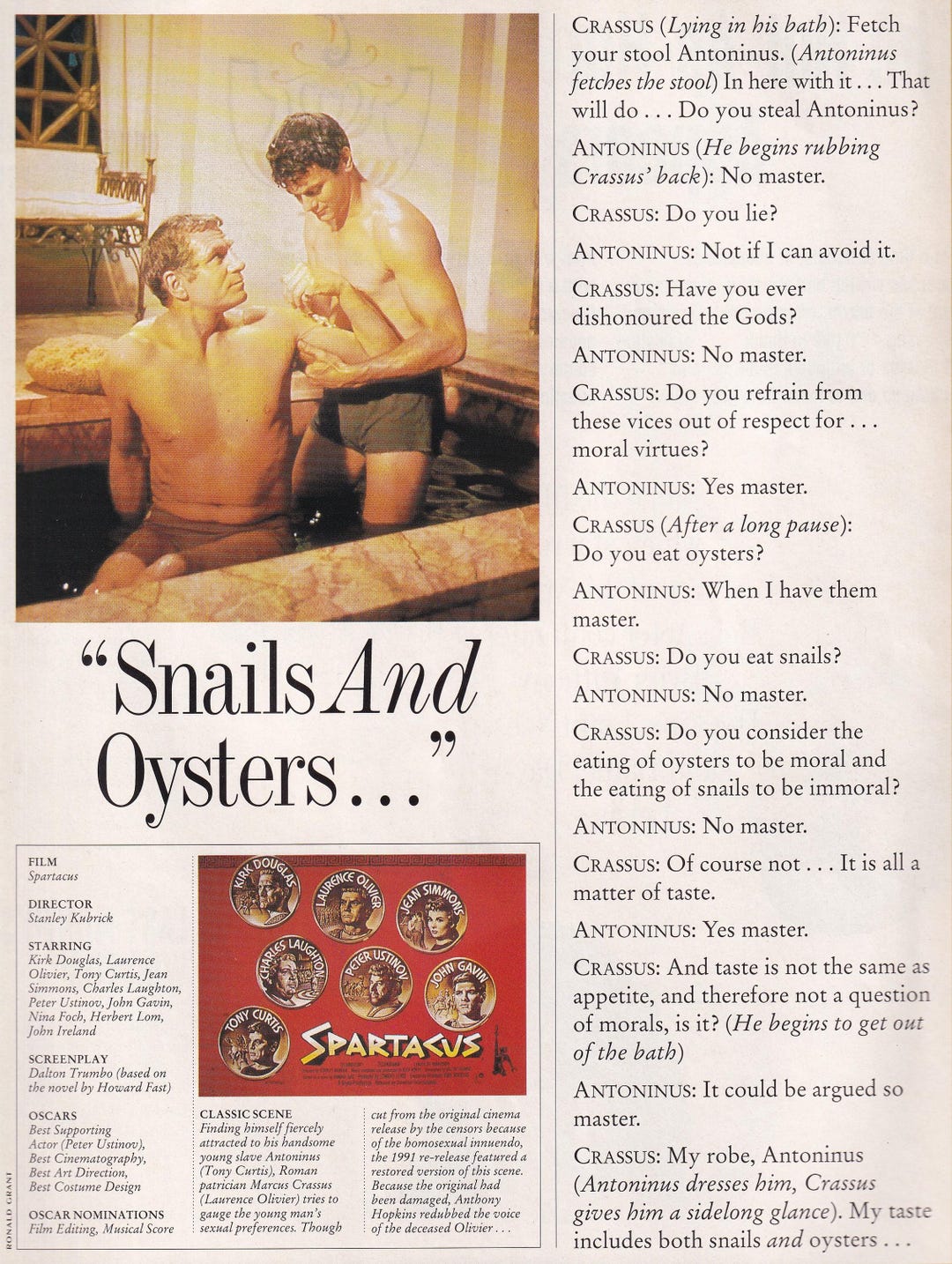 Original Vintage Mini Poster / Magazine Clipping - Spartacus (classic ...