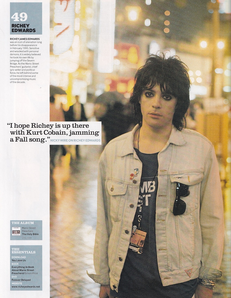 Original Vintage Mini Poster / Magazine Clipping Richey Edwards manic ...