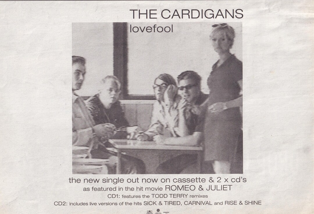 Original Vintage Mini Poster / Newspaper Clipping - the Cardigans ...