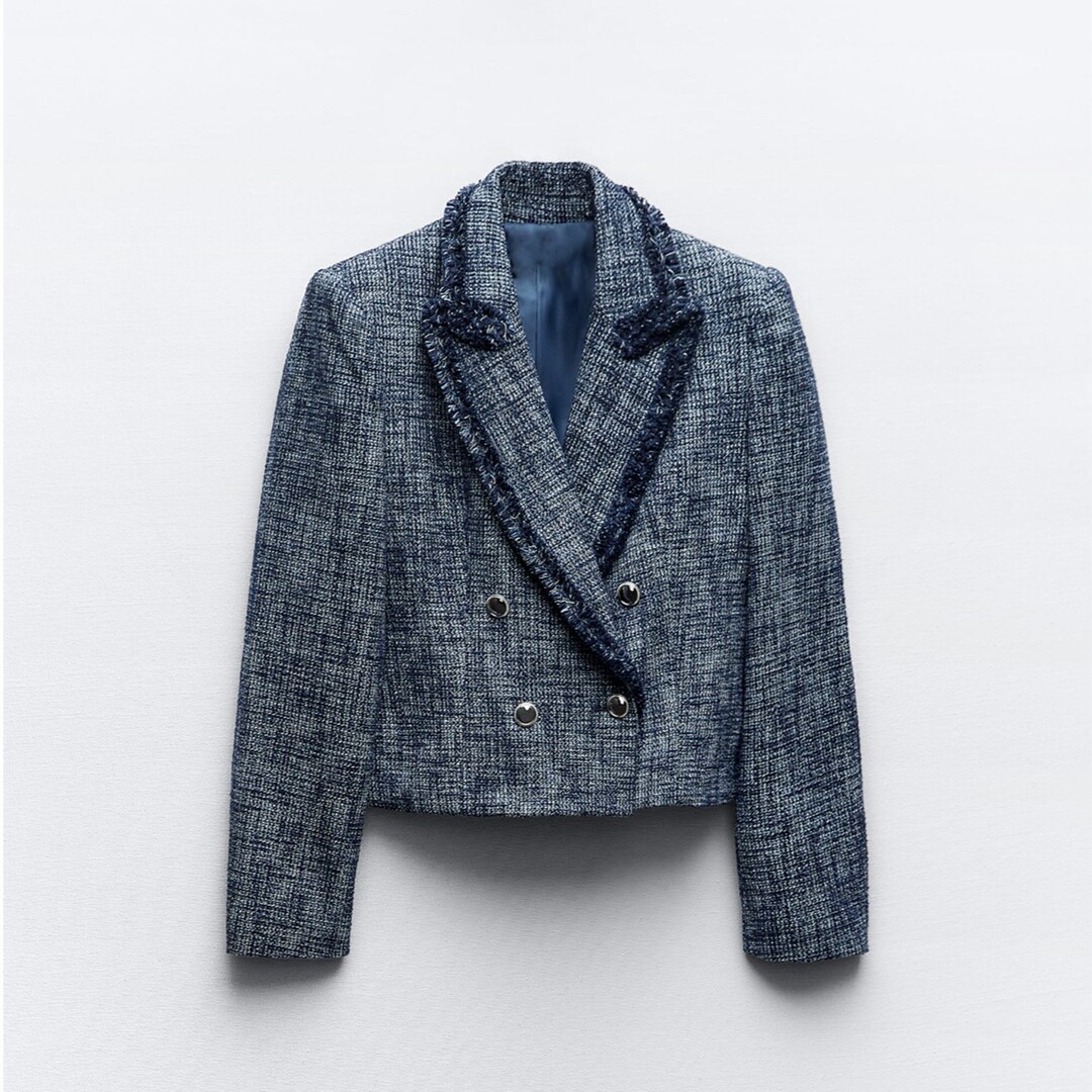 Women Tweed Blazer Long Sleeve Casual Work Blazer Jacket Collared Tweed ...