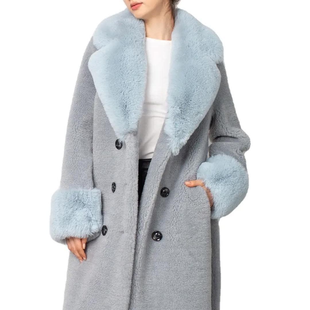 Teddy Long Coat Grey Fluffy Winter Coat Plush Teddy Fabric Faux Fur ...