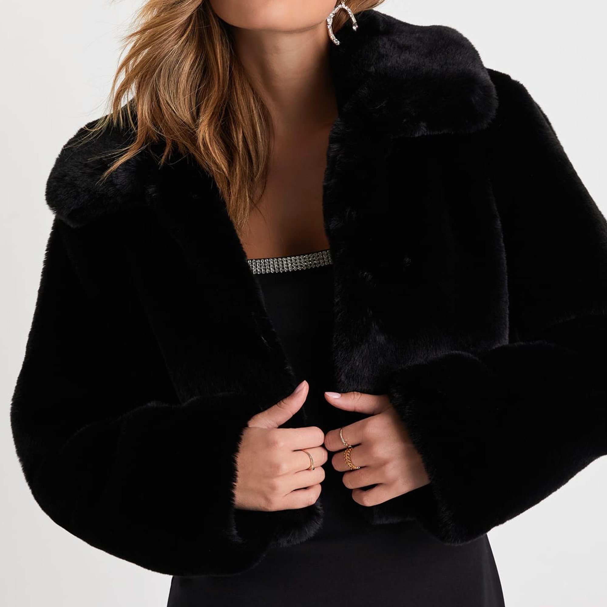 Women Fur Coat Cropped Faux Fur Coat Cropped Fur Jacket Fur Overcoat ...
