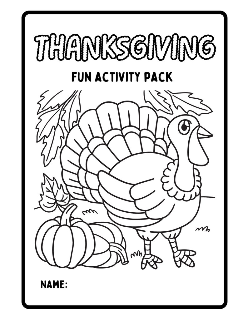 Printable Thanksgiving Kids Activity Book 10 Fun Pages - Etsy