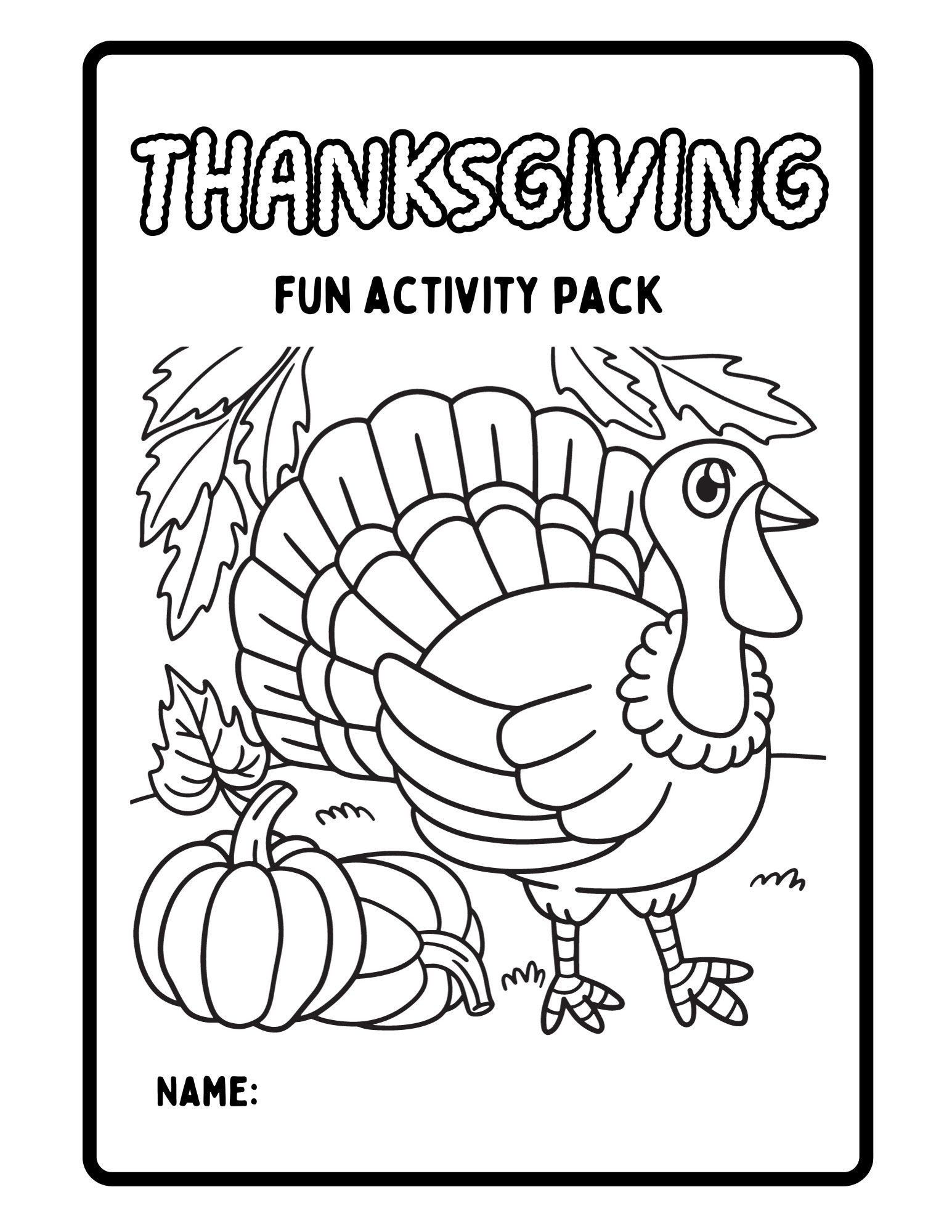 Printable Thanksgiving Kids Activity Book 10 Fun Pages - Etsy