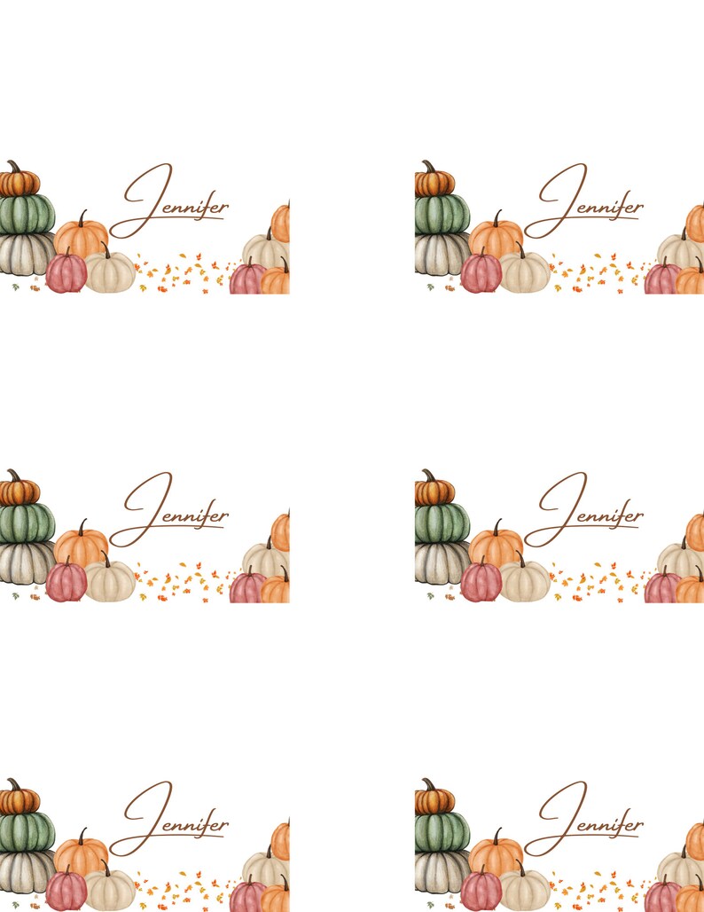 Pumpkin Place Card Template - Customizable (flat and Folded Styles) - Etsy