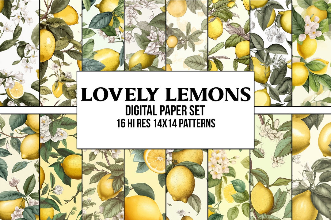 Lovely Lemons | Digital Paper Set | Seamless Textures | Patterns ...