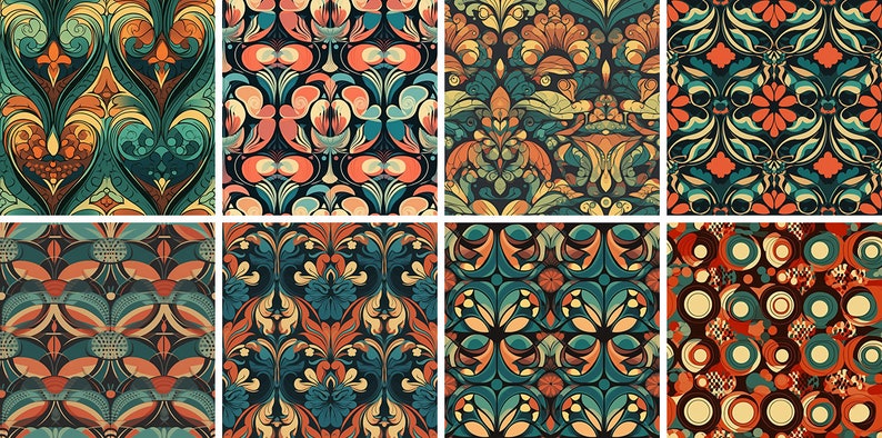 Retro Vibes | Digital Paper Set | Seamless Textures | Patterns ...