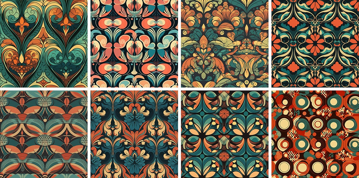 Retro Vibes | Digital Paper Set | Seamless Textures | Patterns ...