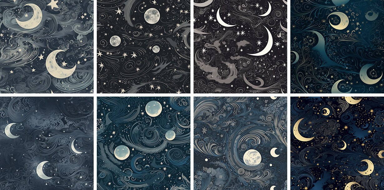 Night Sky | Digital Paper Set | Seamless Textures | Patterns ...