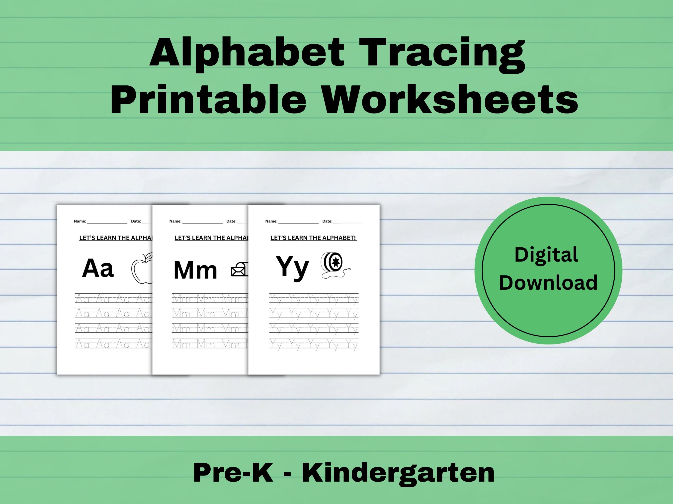 Alphabet Tracing Worksheet ABC Tracing Handwriting Practice - Etsy