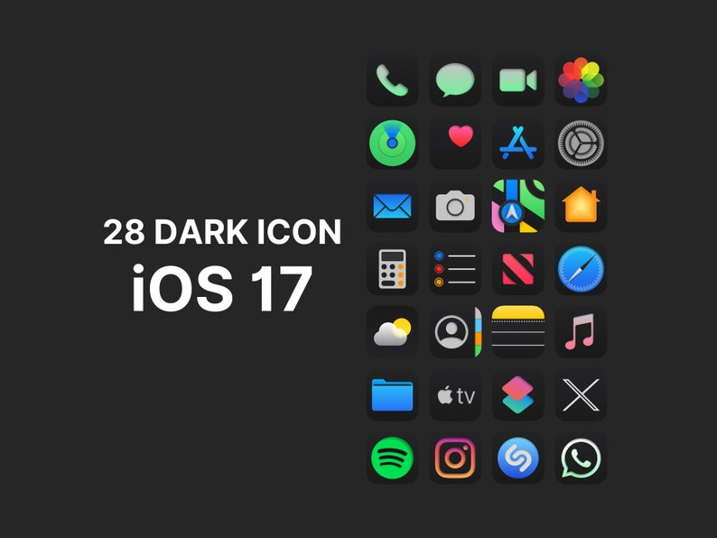 28 Dark Icons Ios 17 Icon Pack Ios Dark Mode Ios Icon iPhone Icon Ios ...