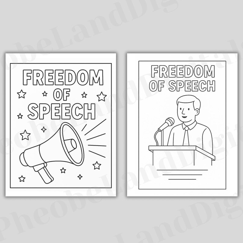 Freedom of Speech Coloring Pages: Bill of Rights Civics (8.5x11 PDF) - Etsy