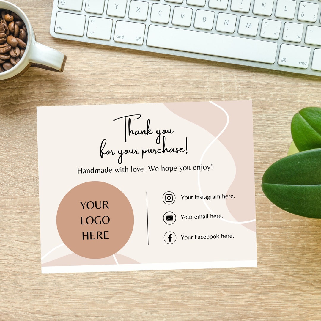 Printable Modern Thank You for Your Purchase Card, Printable Thank You ...