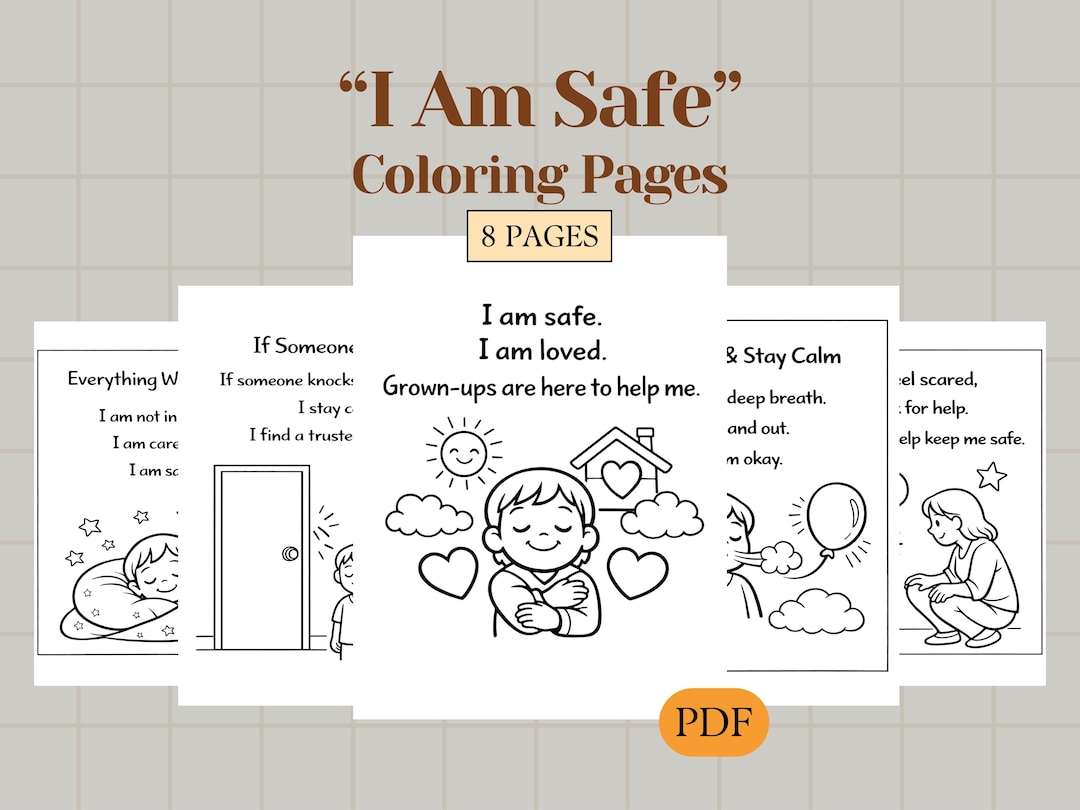 I Am Safe Coloring Book for Kids | Calm & Safety Coloring Pages ...
