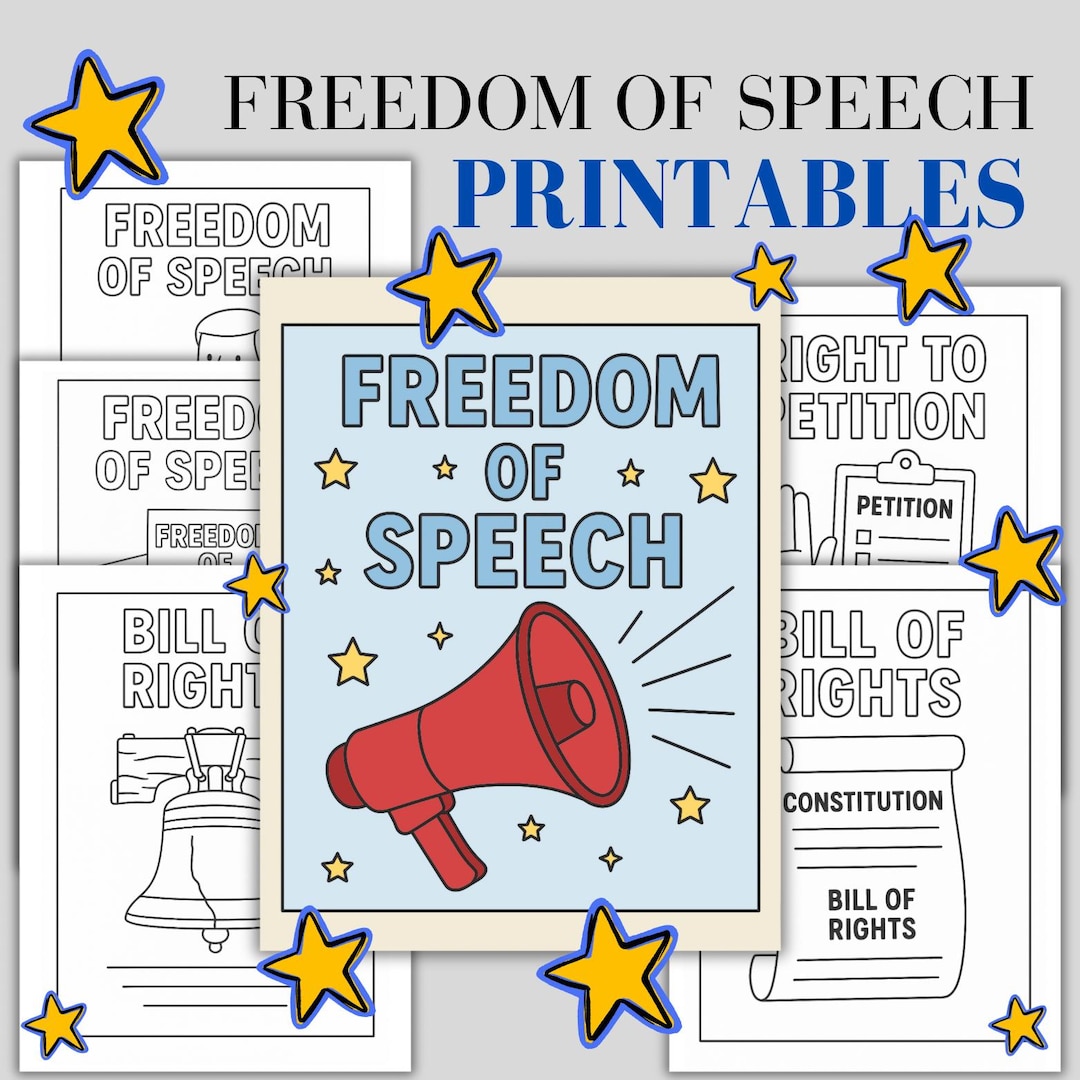 Freedom of Speech Coloring Pages: Bill of Rights Civics (8.5x11 PDF) - Etsy