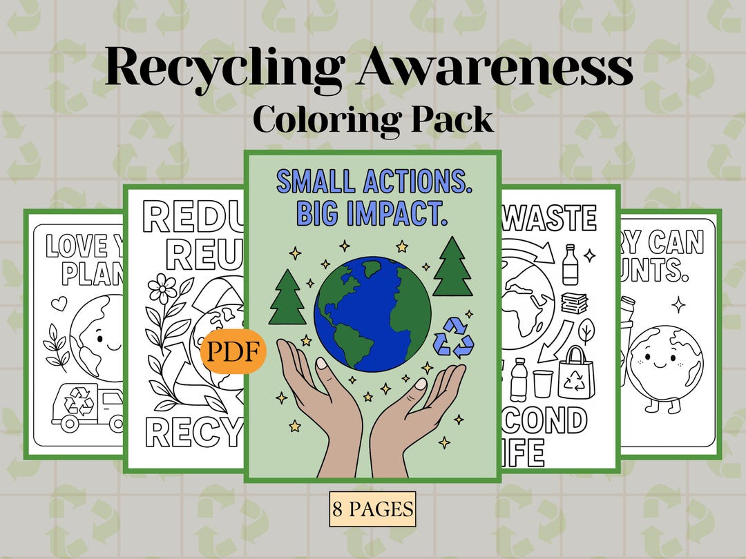Recycling Awareness Coloring Pages | Eco-friendly Kids Activity (PDF ...