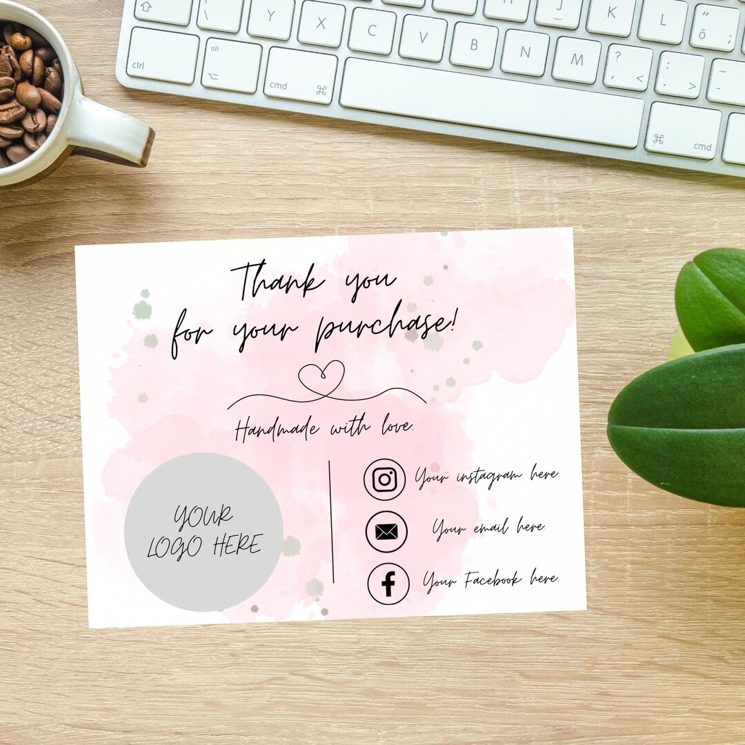 Printable Cute Thank You for Your Purchase Card, Modern Printable Thank ...