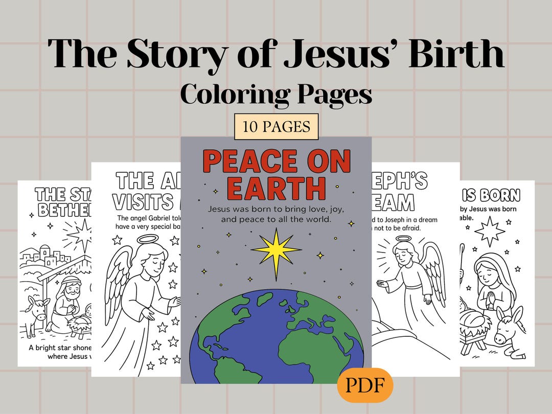 The Story of Jesus’ Birth Coloring Pages | 10-page Nativity Printable ...