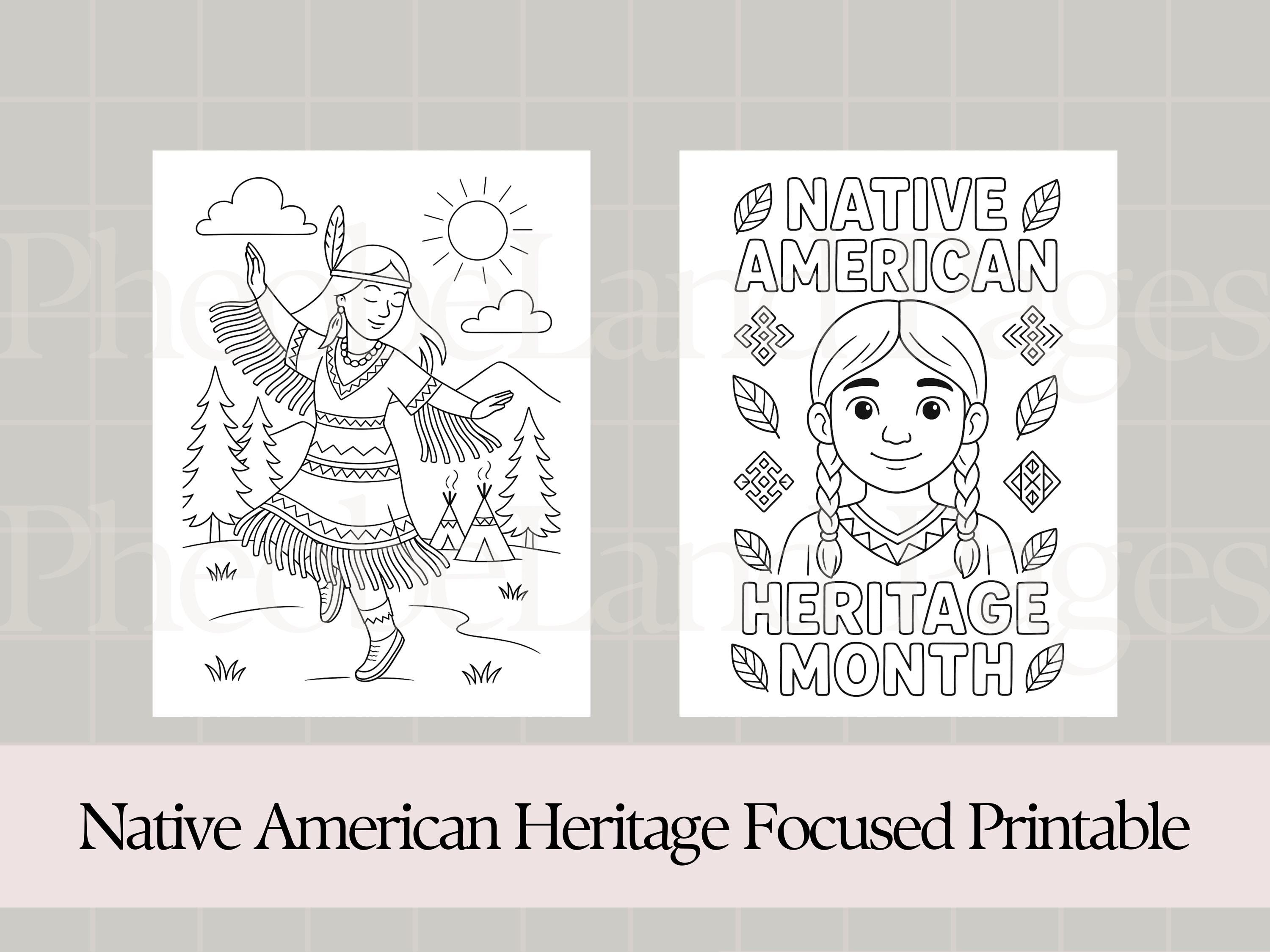 Native American Heritage Month Coloring Pages: Cultural Illustrations ...