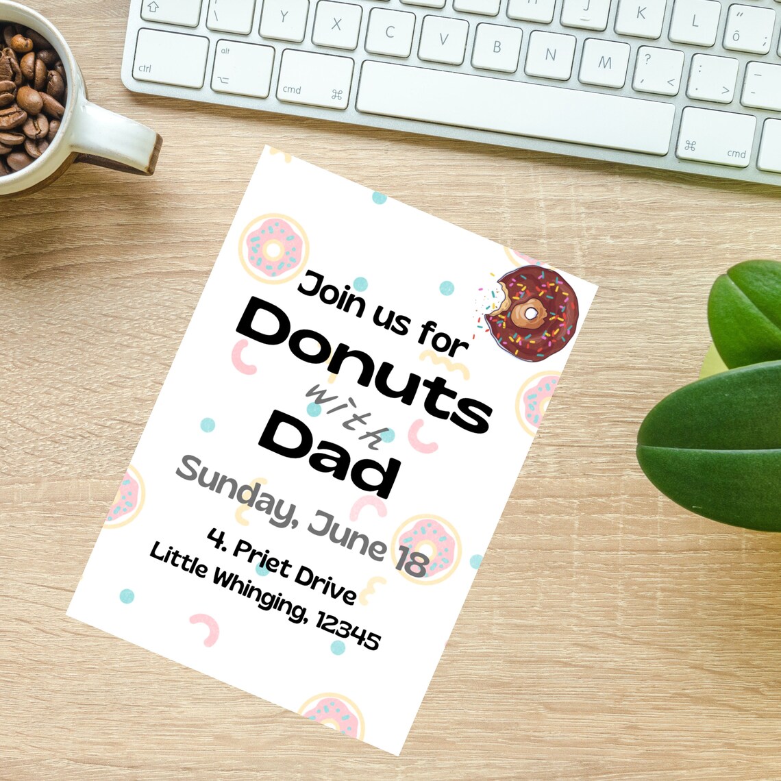 Printable Father's Day Card, Printable Donuts With Dad Card, Father's ...