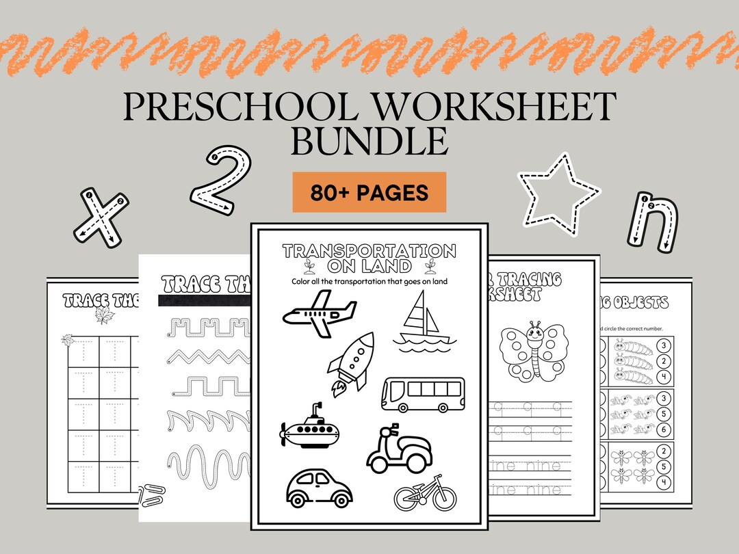 Preschool Worksheet Bundle | 80+ Pages PDF | Alphabet, Numbers, Colors ...