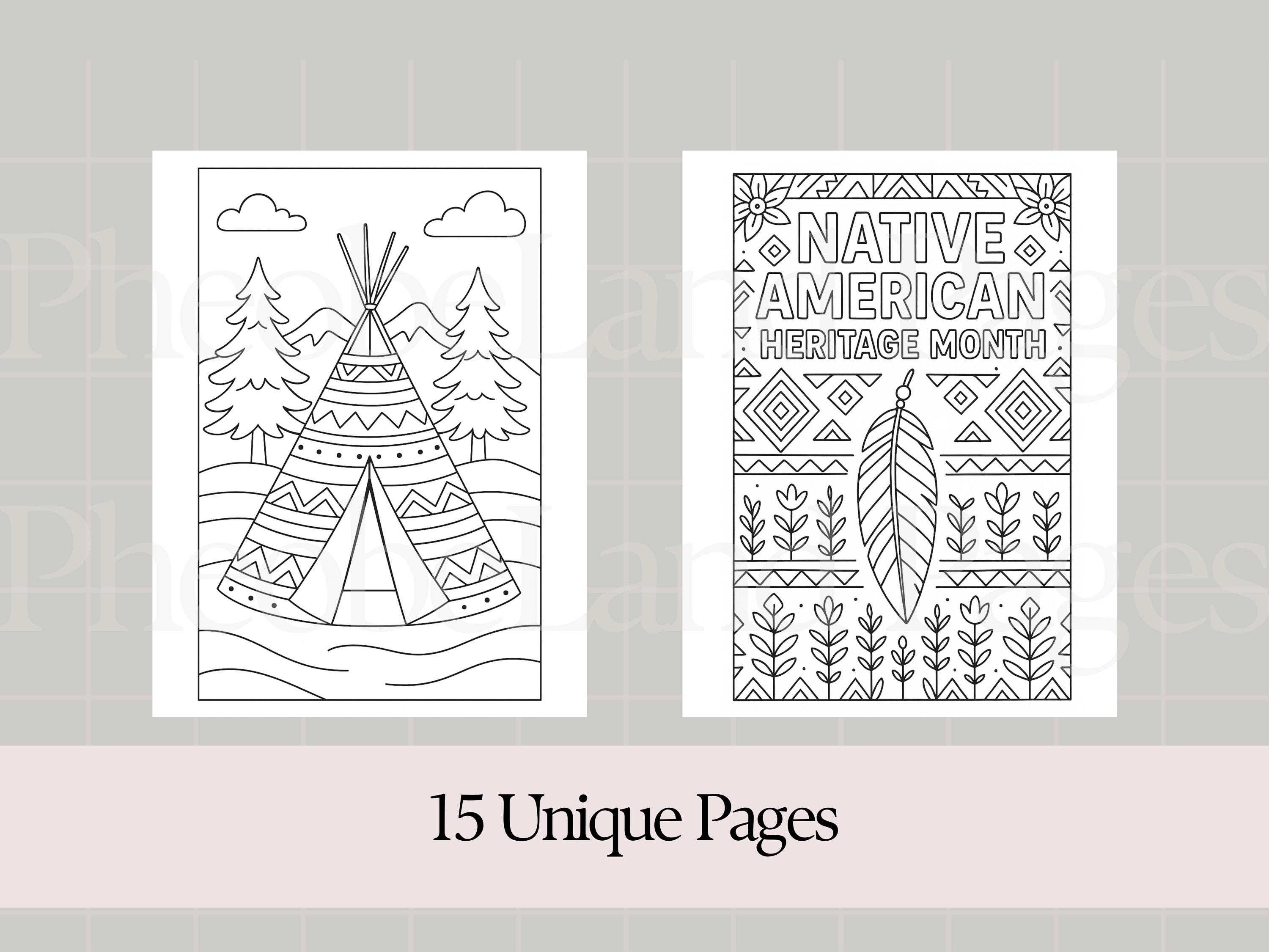 Native American Heritage Month Coloring Pages: Cultural Illustrations ...