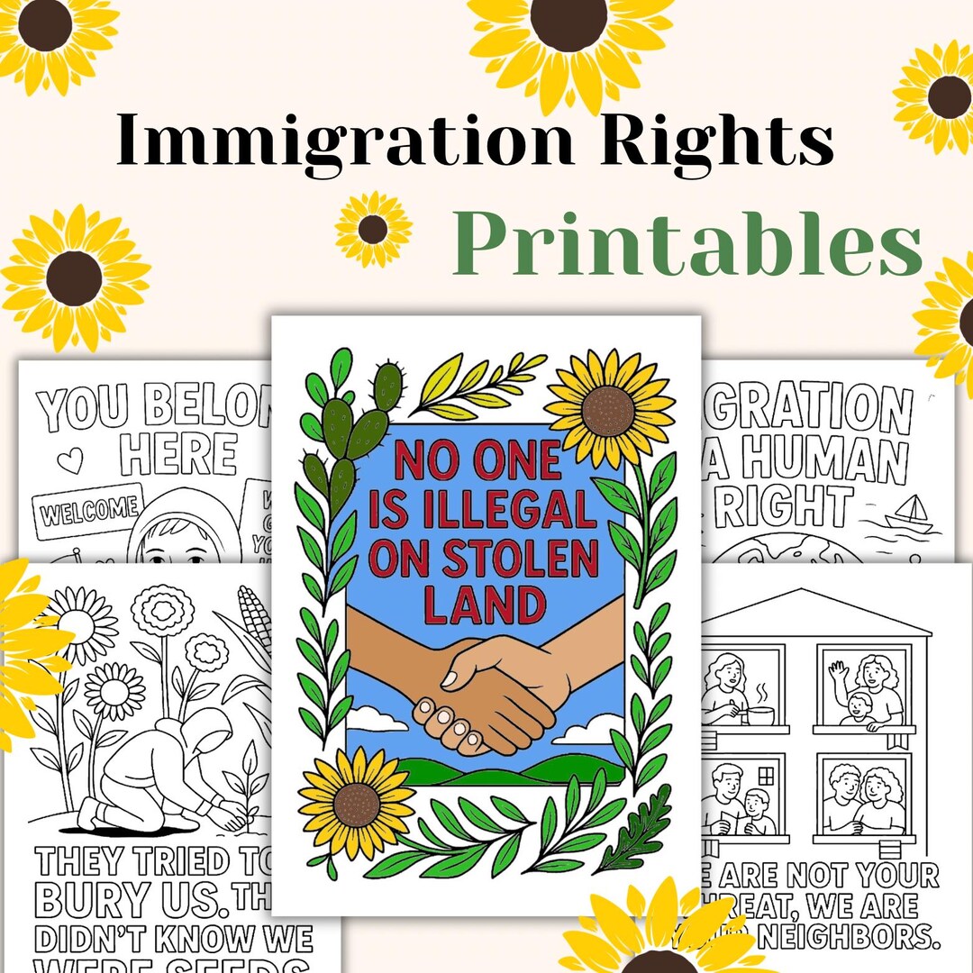 Immigration Coloring Pages: Human Rights and Social Justice Art, 5 ...