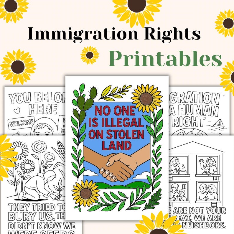 Immigration Coloring Pages: Human Rights and Social Justice Art, 5 ...