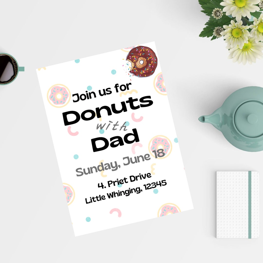 Printable Father's Day Card, Printable Donuts With Dad Card, Father's ...