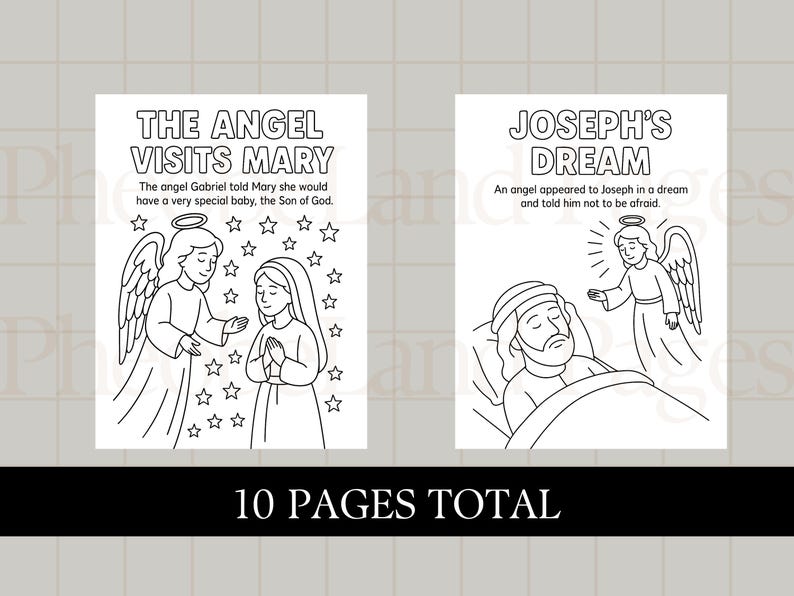 The Story of Jesus’ Birth Coloring Pages | 10-page Nativity Printable ...