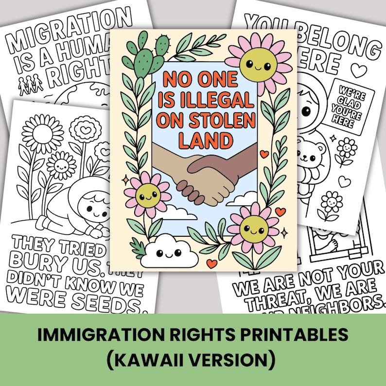 Immigration Coloring Pages: Human Rights and Social Justice Art, PDF ...
