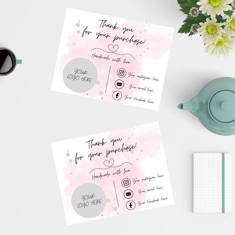 Printable Cute Thank You for Your Purchase Card Modern - Etsy
